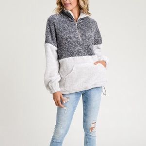 Doe & Rae | Sweaters | Charcoal Sherpa Soft Fleece Pullover 4 Zip ...